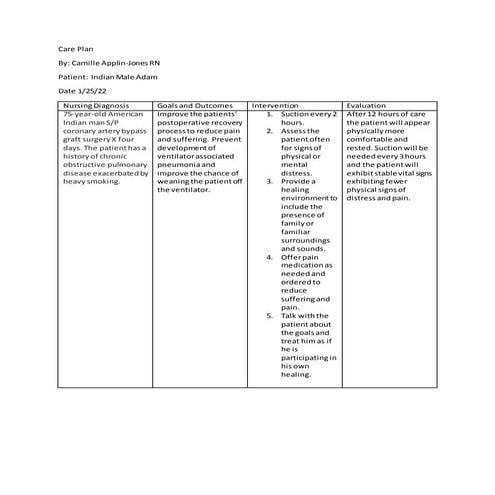 Sample Care Plan | DOCX