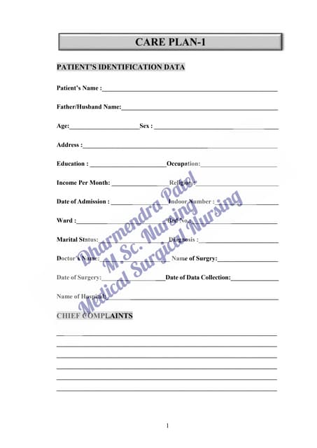 Nursing care plan format | DOCX