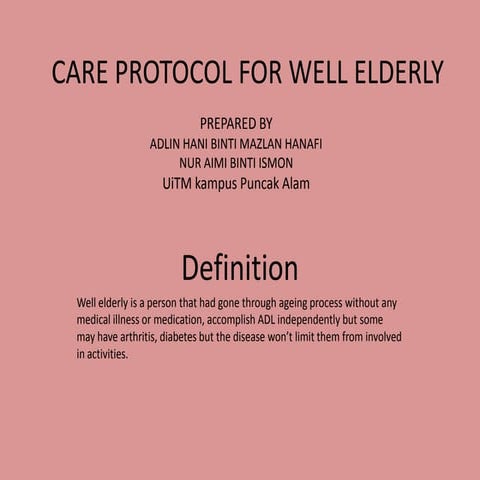 Care protocol for well elderly | PPT