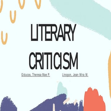 CARESS-REPORTING about Literary Criticism | PPTX