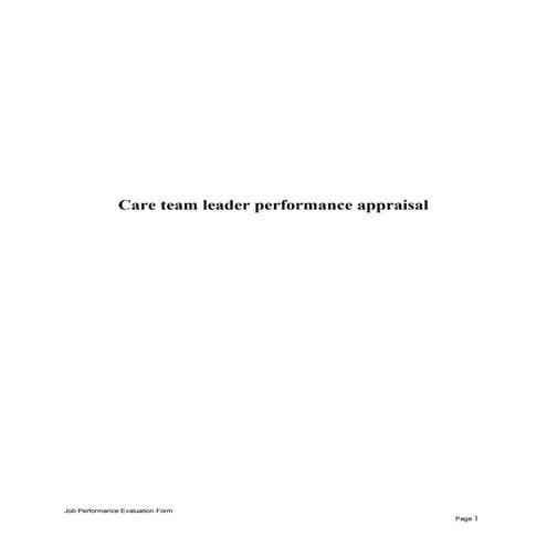 Care team leader performance appraisal | DOC