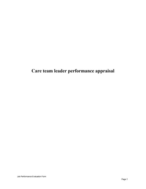 Childcare worker performance appraisal | PDF