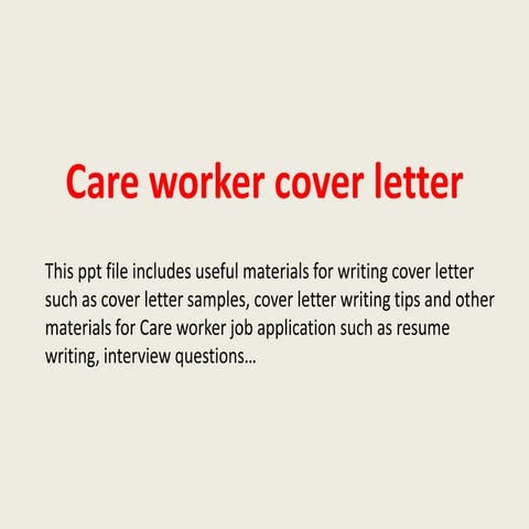 Care worker cover letter | PPTX