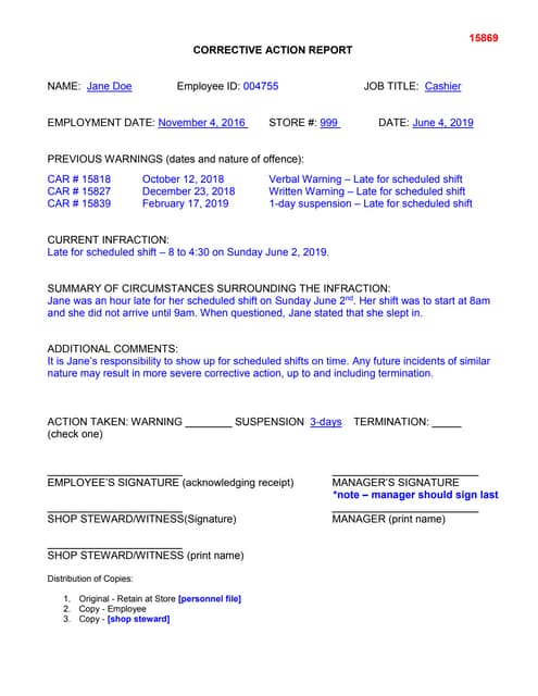 Performace Warning_Sample | DOCX