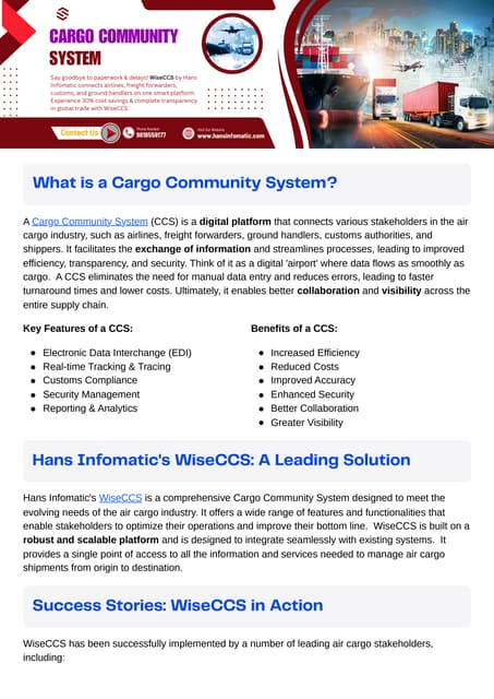 WiseCCS – Connecting Airport Cargo Stakeholders for a Digital Future | PDF
