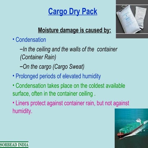 Air Drying Container Desiccant | Cargo Dry Paks | PPT