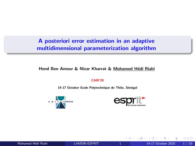 A Posteriori Error Estimation In An Adaptive Multidimensional