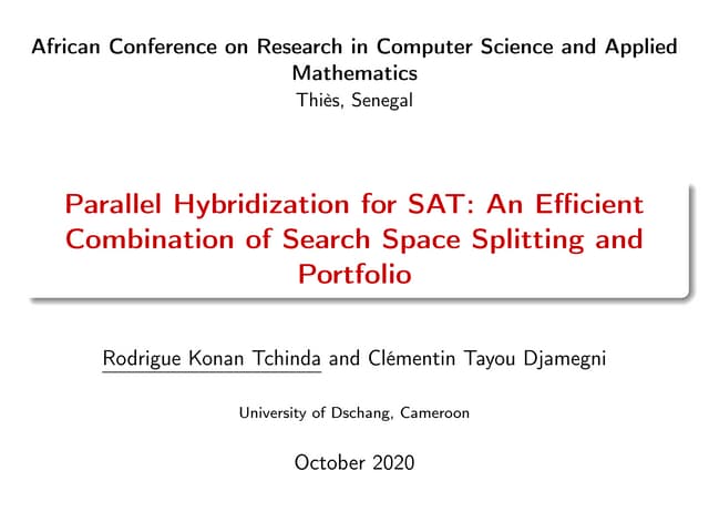 Cari2020 Parallel Hybridization For Sat An Efficient Combination Of Search Space Splitting And