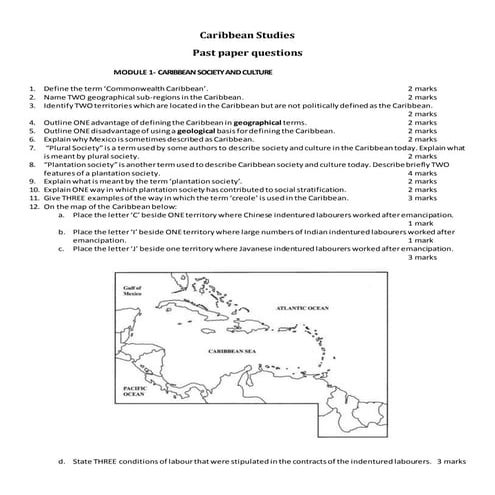 Cape Caribbean studies past paper questions 2006- 2010 | DOCX