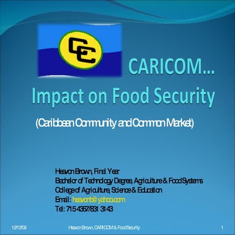 Caricom Impact On Food Security | PPT