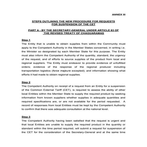 Caricom steps outlining the new procedures for requests for suspension ...