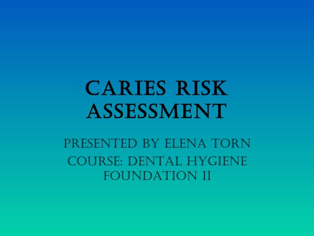 Caries Risk Assessment | PDF