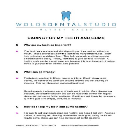 Caring for my TEETH and GUMS | PDF | Dental Health | Diseases and ...