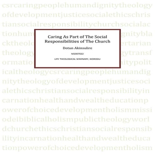 Caring as part of the social responsibilities of the church | PDF