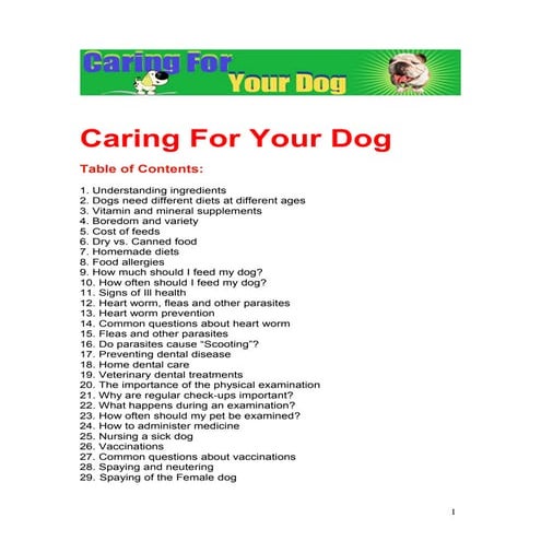 Caring For Your Dog | PDF