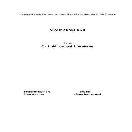 Carinski postupak i incoterms | PDF