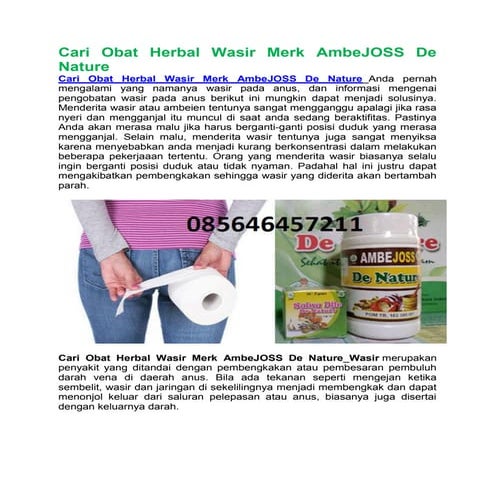 Cari obat herbal wasir merk ambe joss de nature | PDF