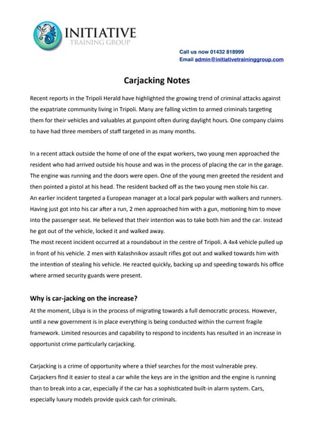 Auto Theft Prevention Tips | PDF