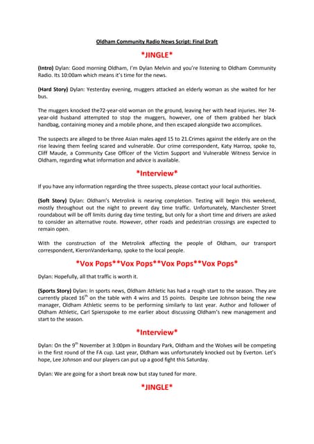 News script final | PDF