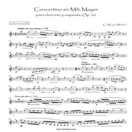 Carl maria von weber concertino - clarinet et piano - op.26