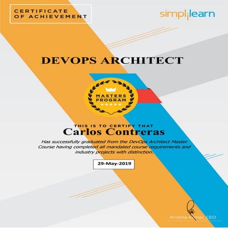DevOps Architect certificate | PDF | Professional School | Postgraduate ...
