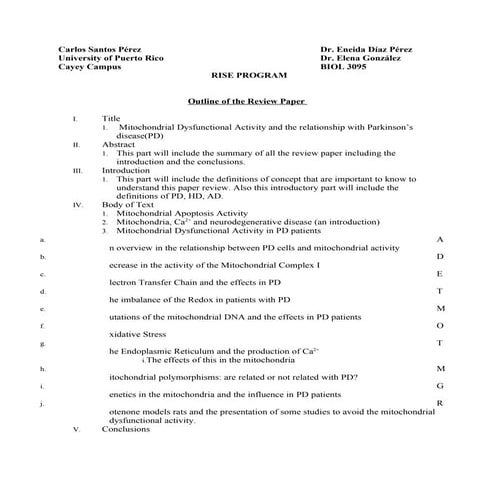 Carlos santos pérez outline of review paper.docx | Chemistry | Science
