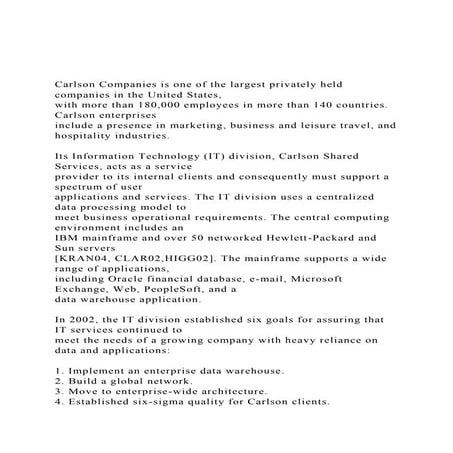 Case Study 4 Carlson Companies Carlson Companies is one of the.docx