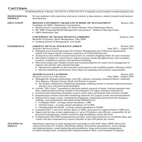 Carl Uttaro Resume June 2012 | DOCX | Business Administration | Business