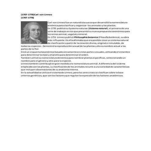 Carl von linneo | DOCX