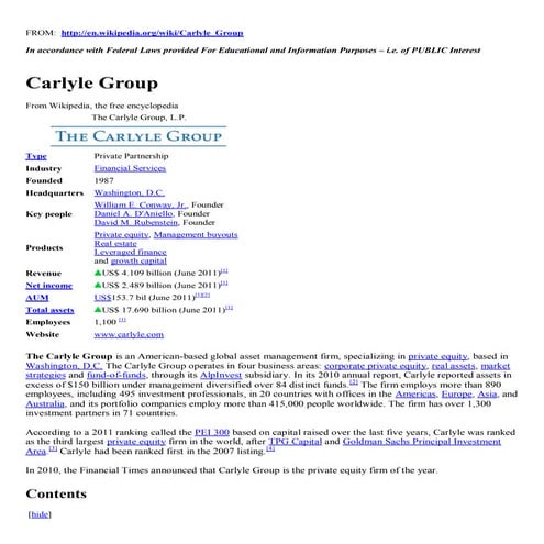 CARLYLE GROUP (wikipedia) | PDF