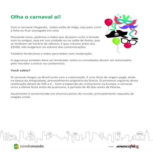 Fevereiro 2024: Dicas para aproveitar o Carnaval sem preocupações | PDF