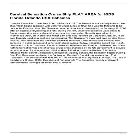 Carnival Sensation Cruise Ship PLAY AREA for KIDS Florida Orlando USA ...