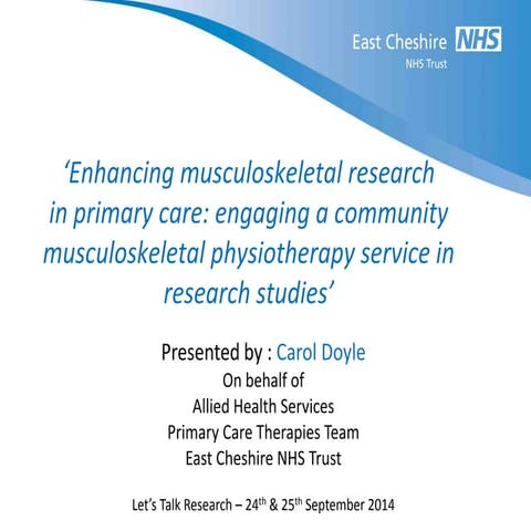 Let's Talk Research Annual Conference - 24th-25th September 2014 (Carol ...