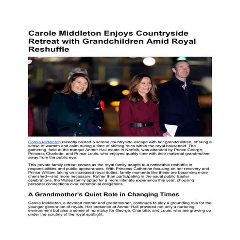 Carole Middleton Enjoys Countryside Retreat with Grandchildren Amid ...