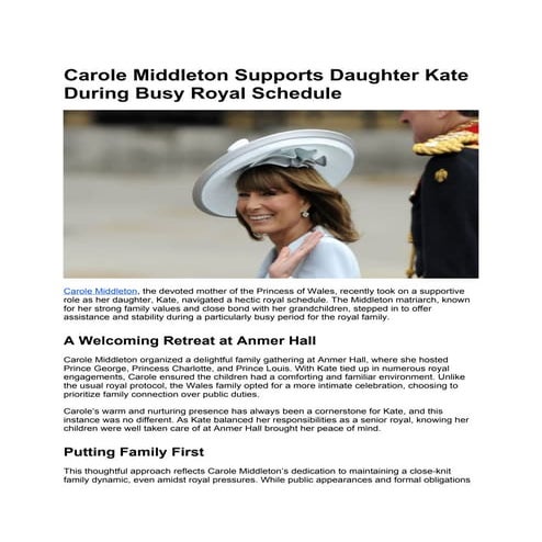 Carole Middleton Supports Daughter Kate During Busy Royal Schedule | PDF