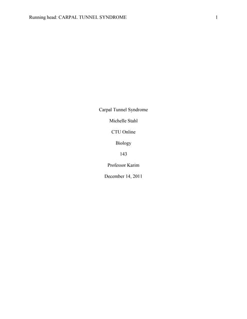 Carpal tunnel Syndrome | PDF