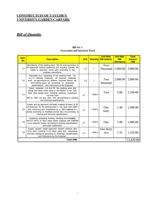 Bill of Quantities ( Door and Window ) | DOCX