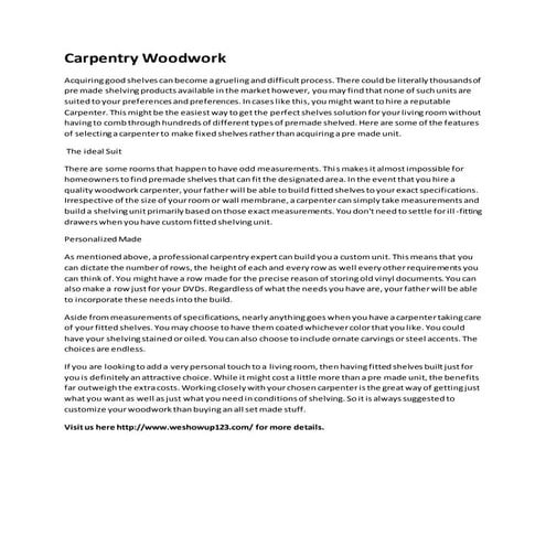 Carpentry woodwork | DOCX | Woodworking | Arts and Crafts