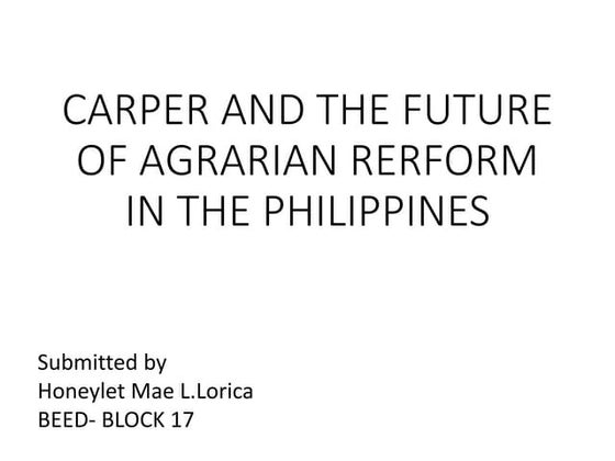 Comprehensive Agrarian Reform | PPTX
