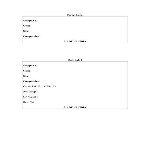 Carpet label | DOC | Interior Decorating | Home & Garden