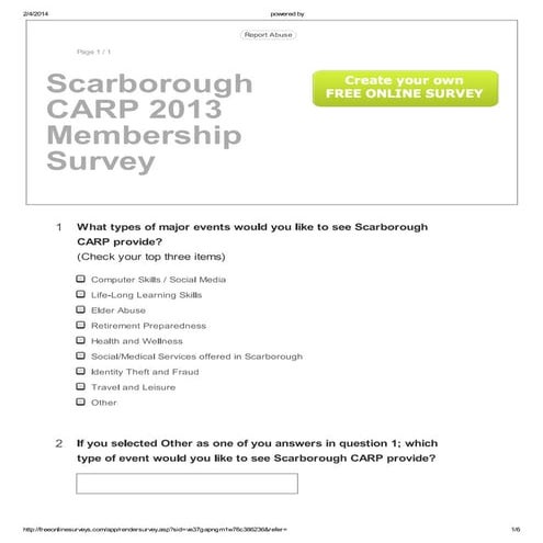 Carp January 2014 Survey Questions | PDF