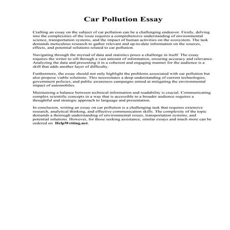 Car Pollution Essay. Wayne State College | PDF | Environment | Science