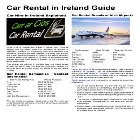 Car rental ireland guide | PDF
