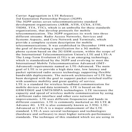 Carrier Aggregation In Lte Releases3rd Generation Partnership Proj Docx