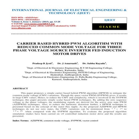 Carrier Based Hybrid Pwm Algorithm With Reduced Common Mode Voltage Pdf 0047
