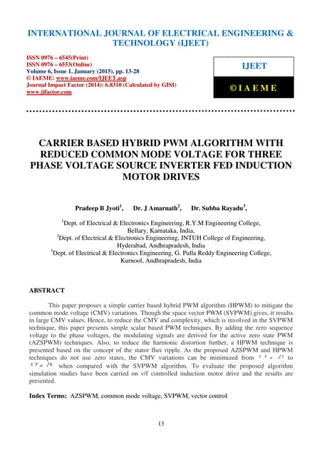 Carrier Based Hybrid Pwm Algorithm With Reduced Common Mode Voltage Pdf 0047