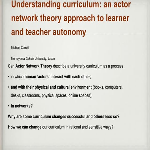 Curriculum and Actor Network Theory | PPTX