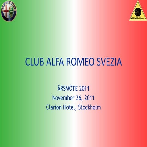 Club Alfa Romeo Svezias årsmöte 2011 | PPT
