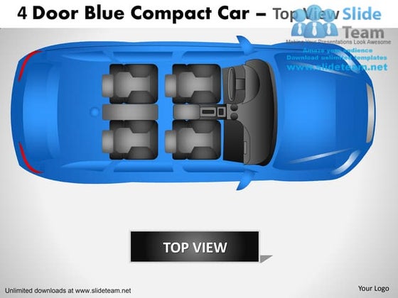 Beautifully designed blue family car top view power point slides and ...