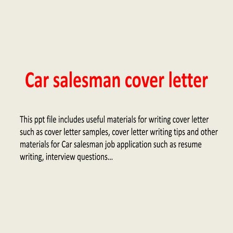Car salesman cover letter | PPTX